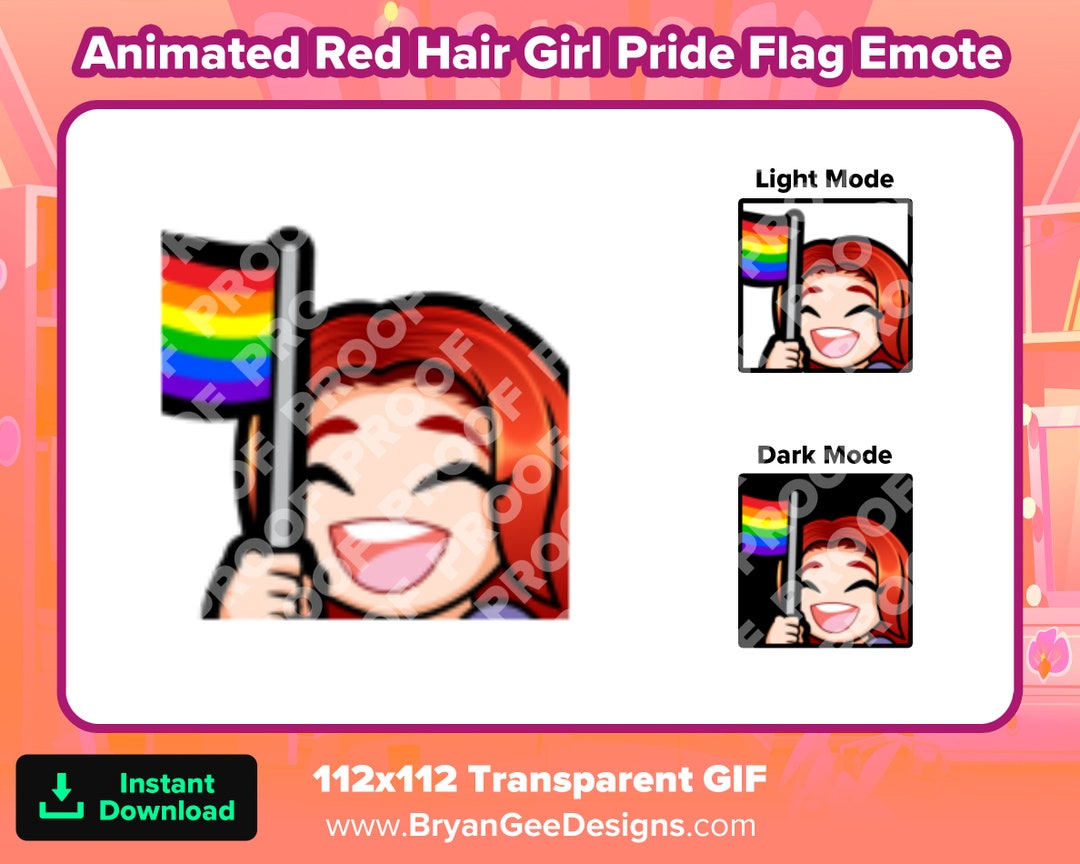 Animated Red Hair / Redhead Girl Pride Flag Emote for Twitch or Discord ...