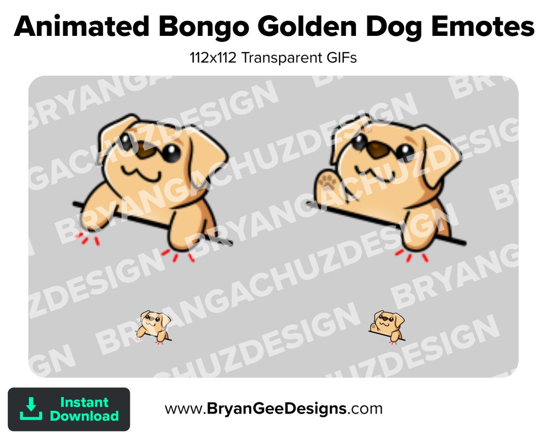 Animated Golden Dog Bongo Emotes for Twitch or Discord Golden Retreiver ...