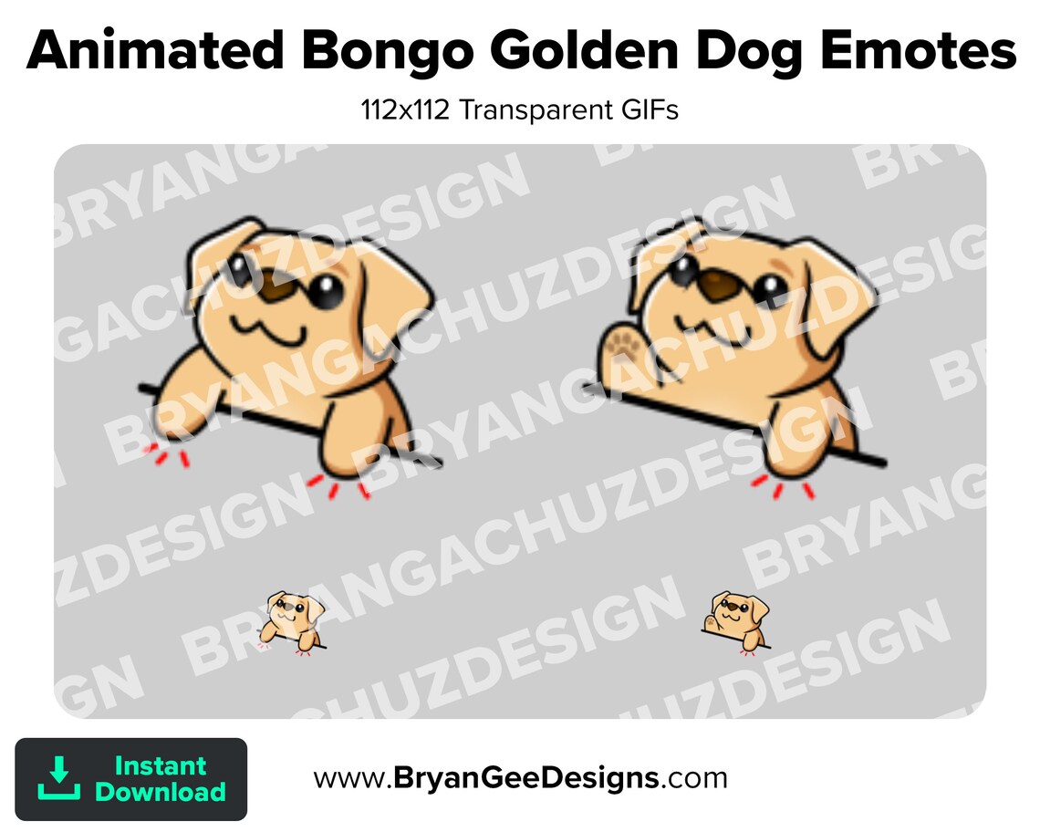 Animated Golden Dog Bongo Emotes for Twitch or Discord Golden - Etsy