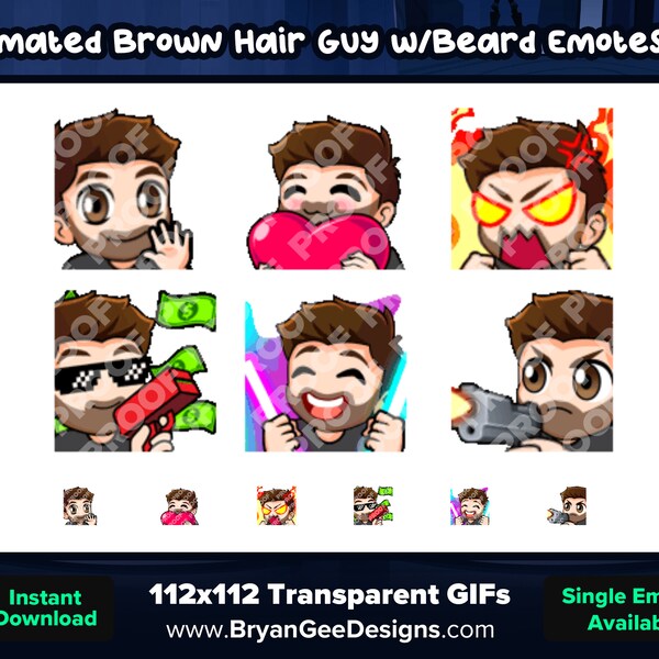Brown Hair Guy Emotes - Etsy