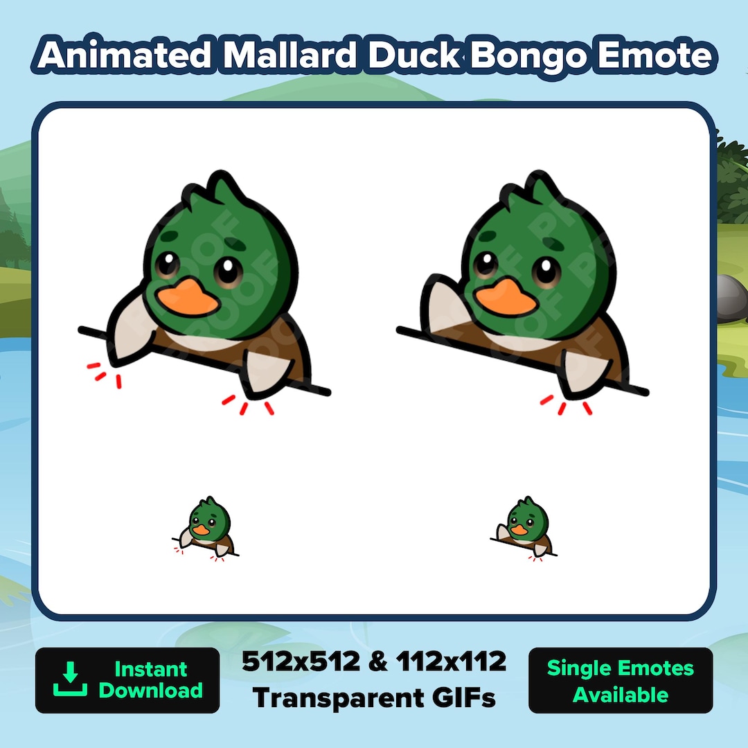 Animated Mallard Duck Bongo Emotes for Twitch or Discord - Etsy