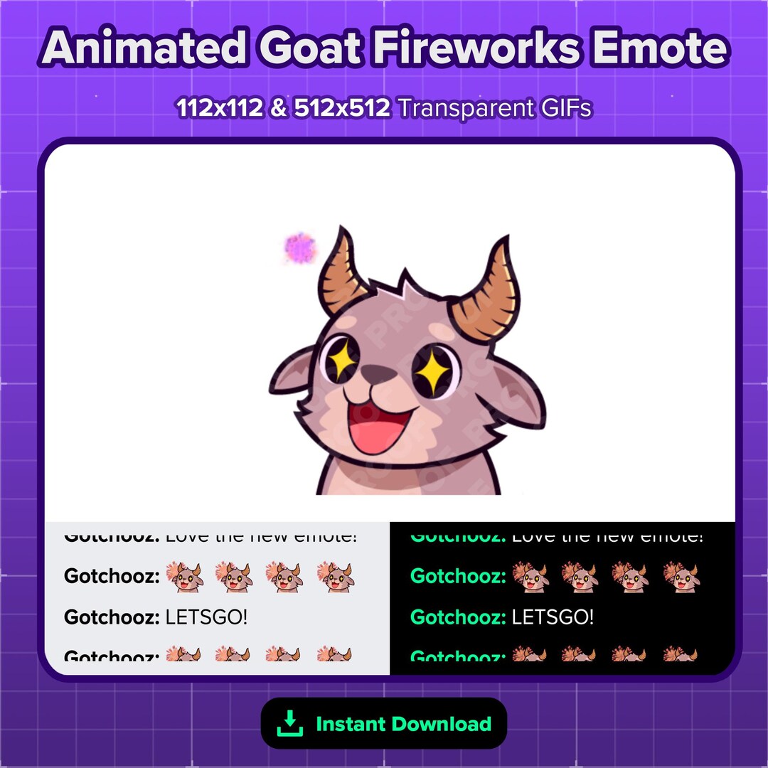 Animated Goat Fireworks Emote for Twitch Discord Kick for Streaming ...