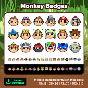 Monkey Twitch Badges Bit Badges Channel Points Discord Badges Youtube ...