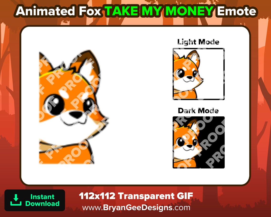 Animated Fox Take My Money Emote for Twitch - Etsy