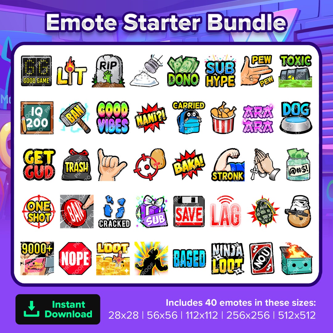 Emote Starter Pack for Streaming on Twitch, Youtube Emotes, Discord ...