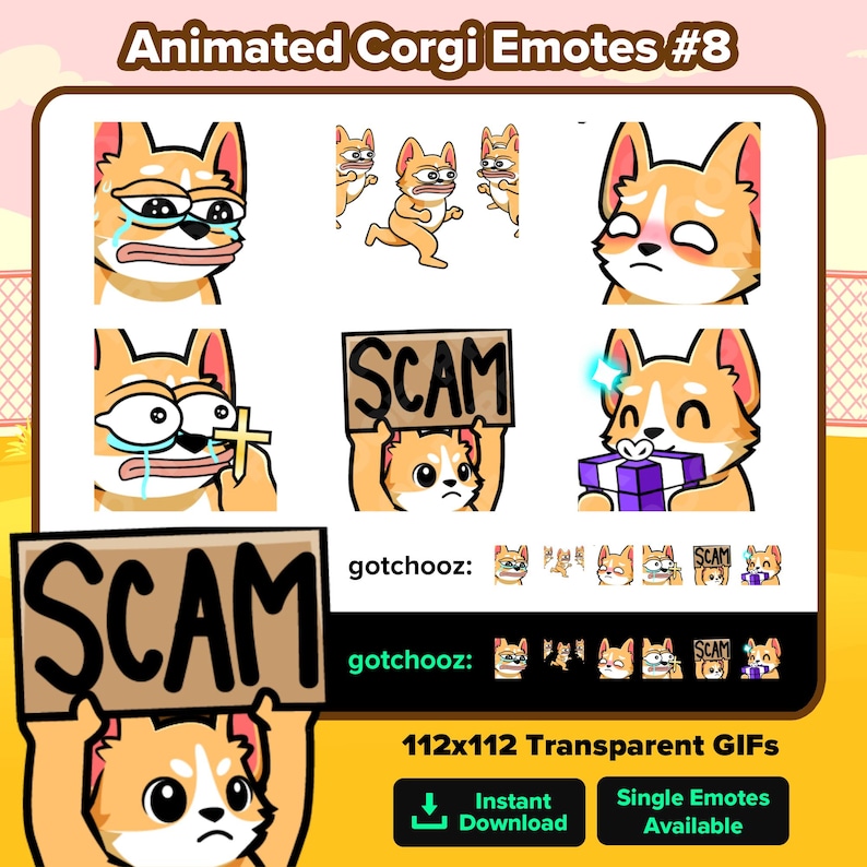 Animated Corgi Emotes Pack #8 | Cute Animated GIF Emotes for Twitch ...