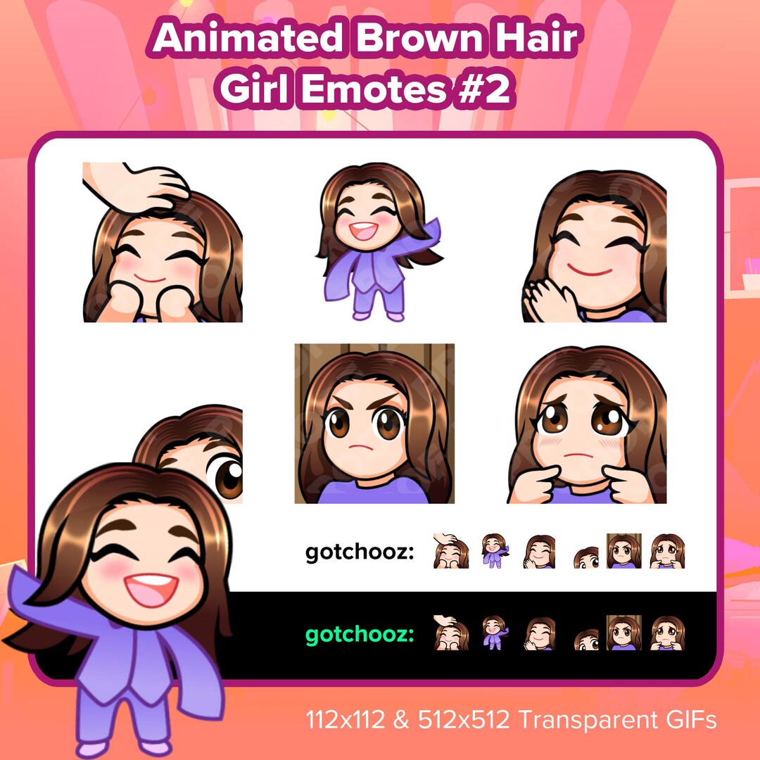 Animated Girl Twitch Emotes Head Pat, Jammies, Clap, Lurk, Leave & Shy ...