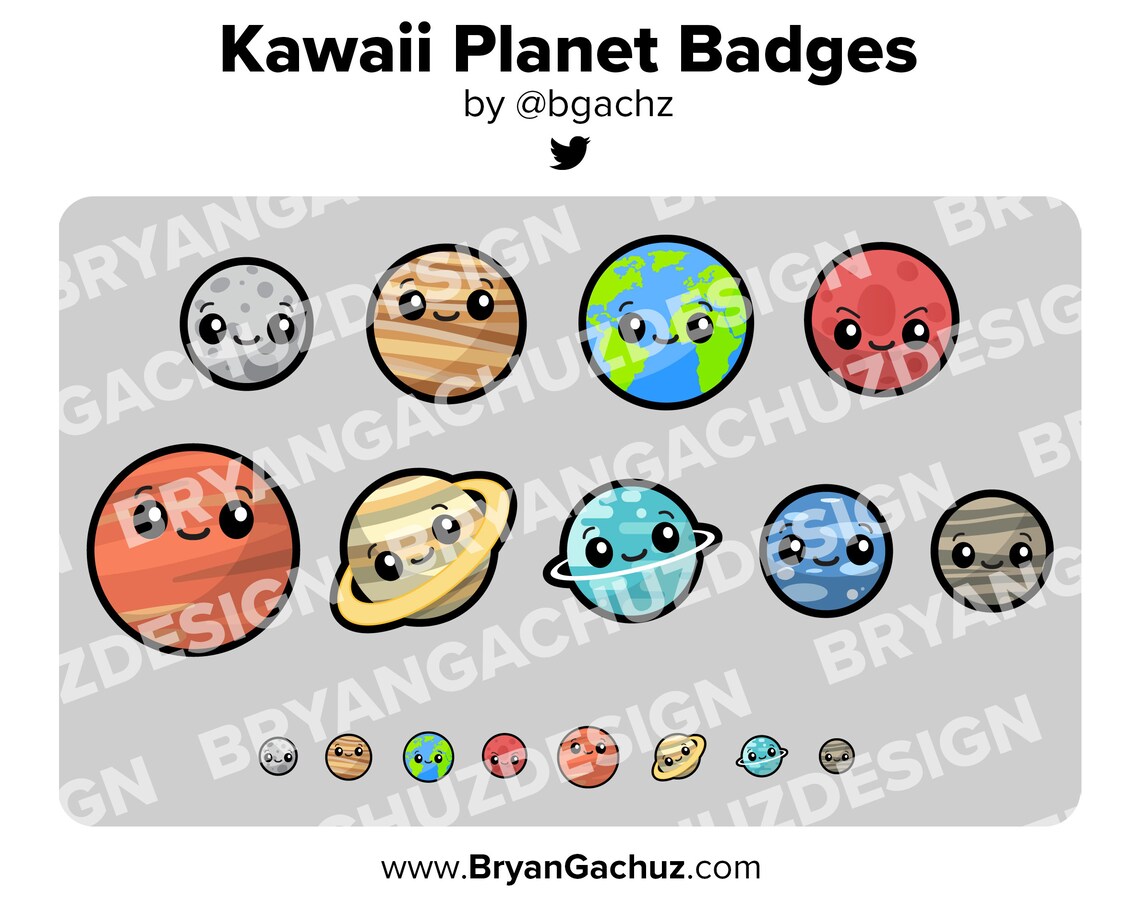 Kawaii Planet Twitch Badges Bit Badges Channel Points Discord - Etsy