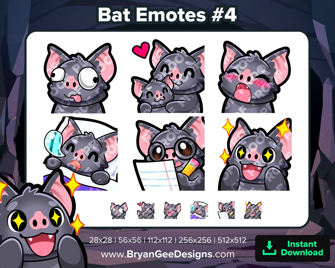 Bat Twitch Emotes Derp Hug Gasm Sleep Study Notes Wow for - Etsy UK