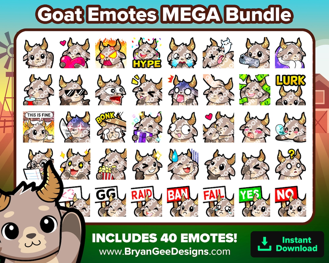 Goat Twitch Emotes MEGA Bundle for Streaming, Youtube Emotes, Discord ...