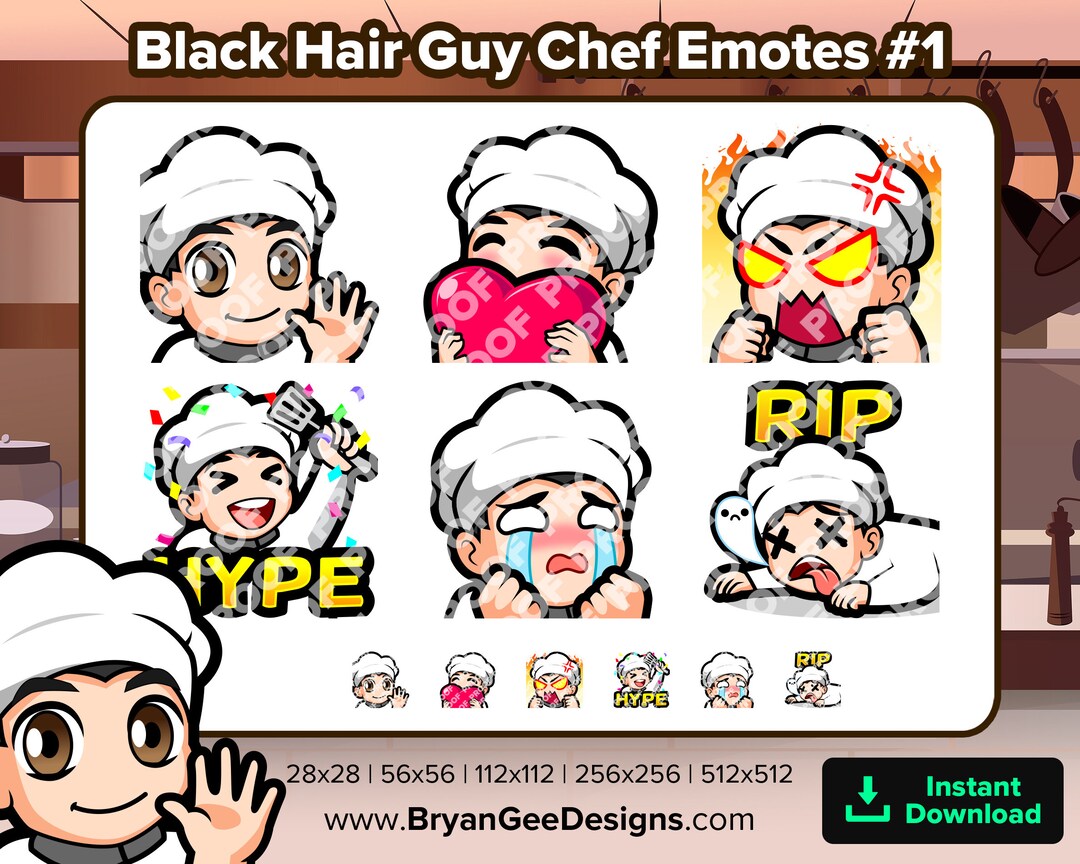 Chef Baker Twitch Emotes Wave Love Heart Rage Angry HYPE Sad Cry RIP ...