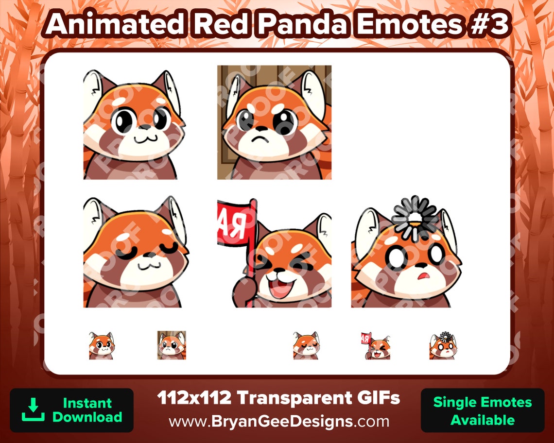 Animated Red Panda Emotes Pack #3 | Booba, Leave, Lurk, Nodders, Raid ...