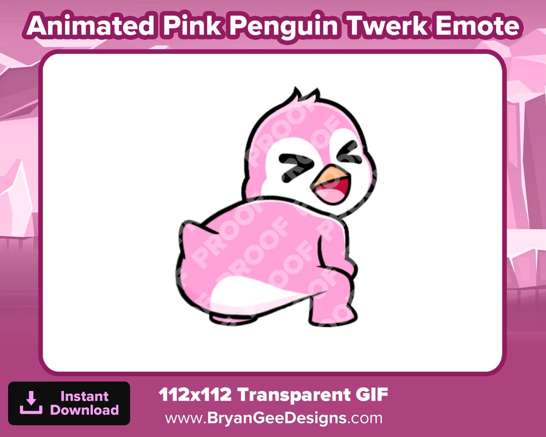 Animated Pink Penguin Twerk Emote for Twitch, Discord, Kick, Rumble for ...