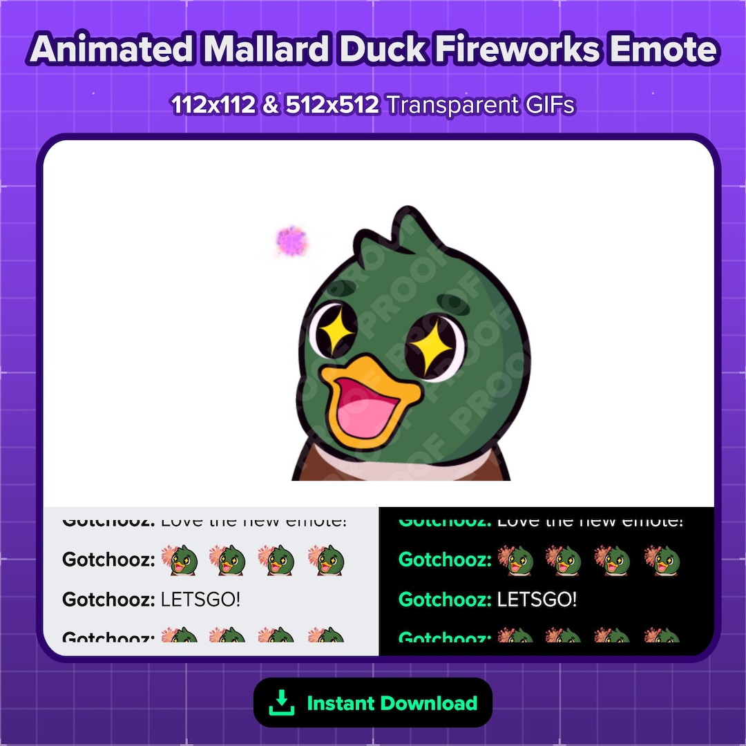 Animated Mallard Duck Fireworks Emote for Twitch Discord Kick for ...