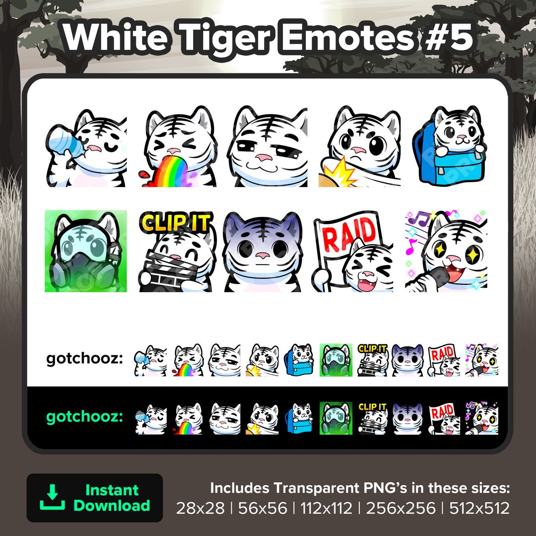 White Tiger Twitch Emotes Drinking Water Puke Smug Smack Carried Toxic ...