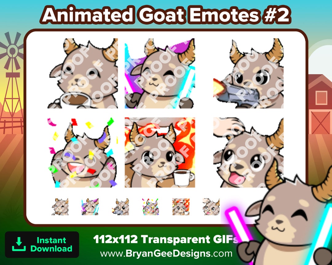 Animated Goat Emotes Sip Rave Dance Gun Hype Party This is Fine Head ...
