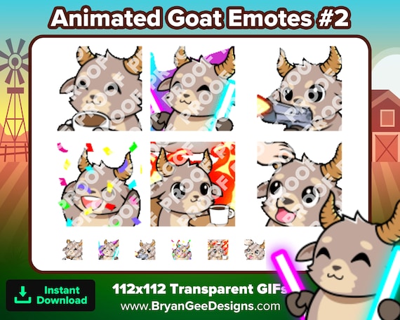 Animated Goat Emotes Sip Rave Dance Gun Hype Party This is - Etsy