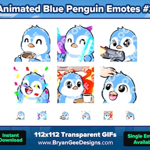 Animated Blue Penguin Twitch Emotes Sip Rave Dance Gun Hype Party This ...
