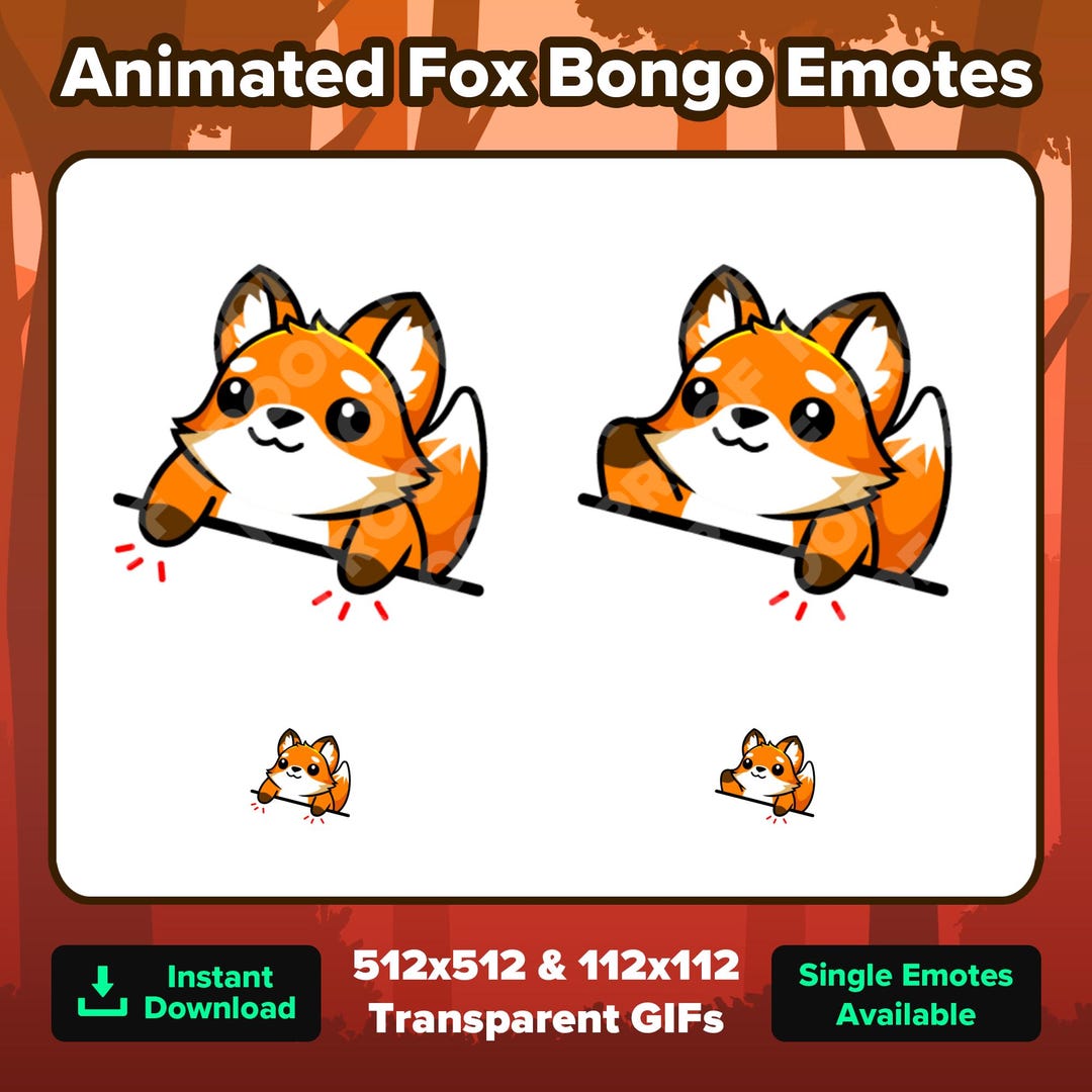Animated Bongo Fox Emotes for Twitch or Discord - Etsy