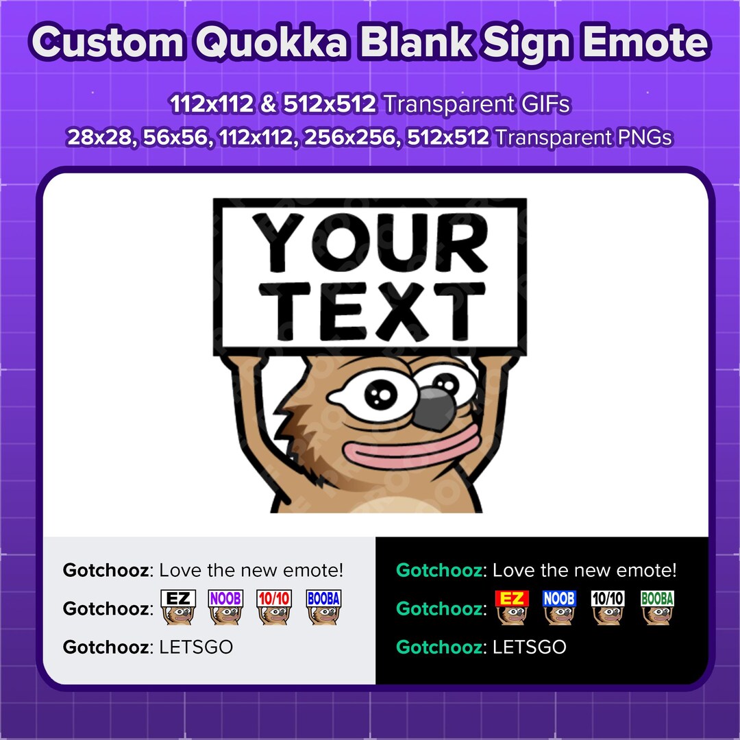 Custom Animated Pepe Quokka Sign Emote for Twitch, Discord, Kick ...