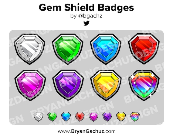 Gem Shield Twitch Badges Bit Badges Channel Points Discord - Etsy