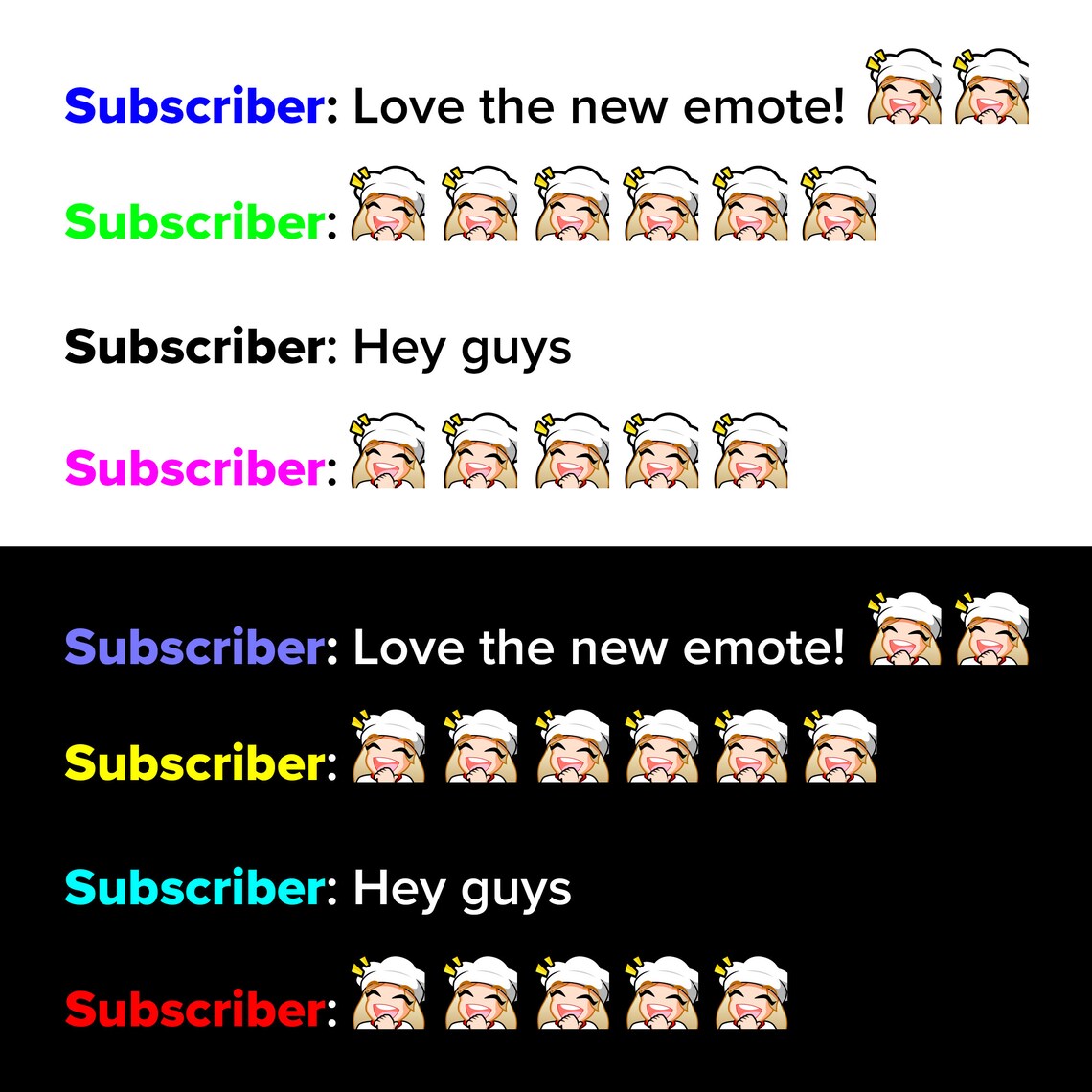 Girl Chef Baker Twitch Emotes Wave Hi Love Heart Sad Cry Hype Laughing ...