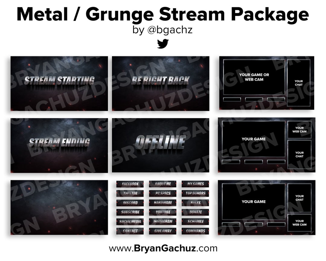ANIMATED Metal Grunge Stream Package for Twitch | Animated Scenes, 4 ...
