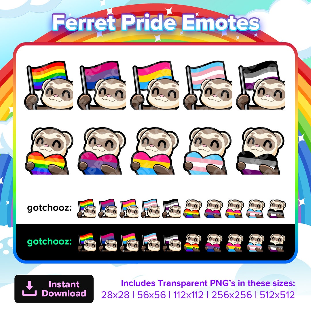 Ferret Pride Twitch Emotes, Youtube Emotes, Discord Emotes, Kick Emotes ...