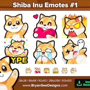 Shiba Inu Twitch Emotes Wave Love Heart Rage Angry HYPE Sad Cry RIP for ...
