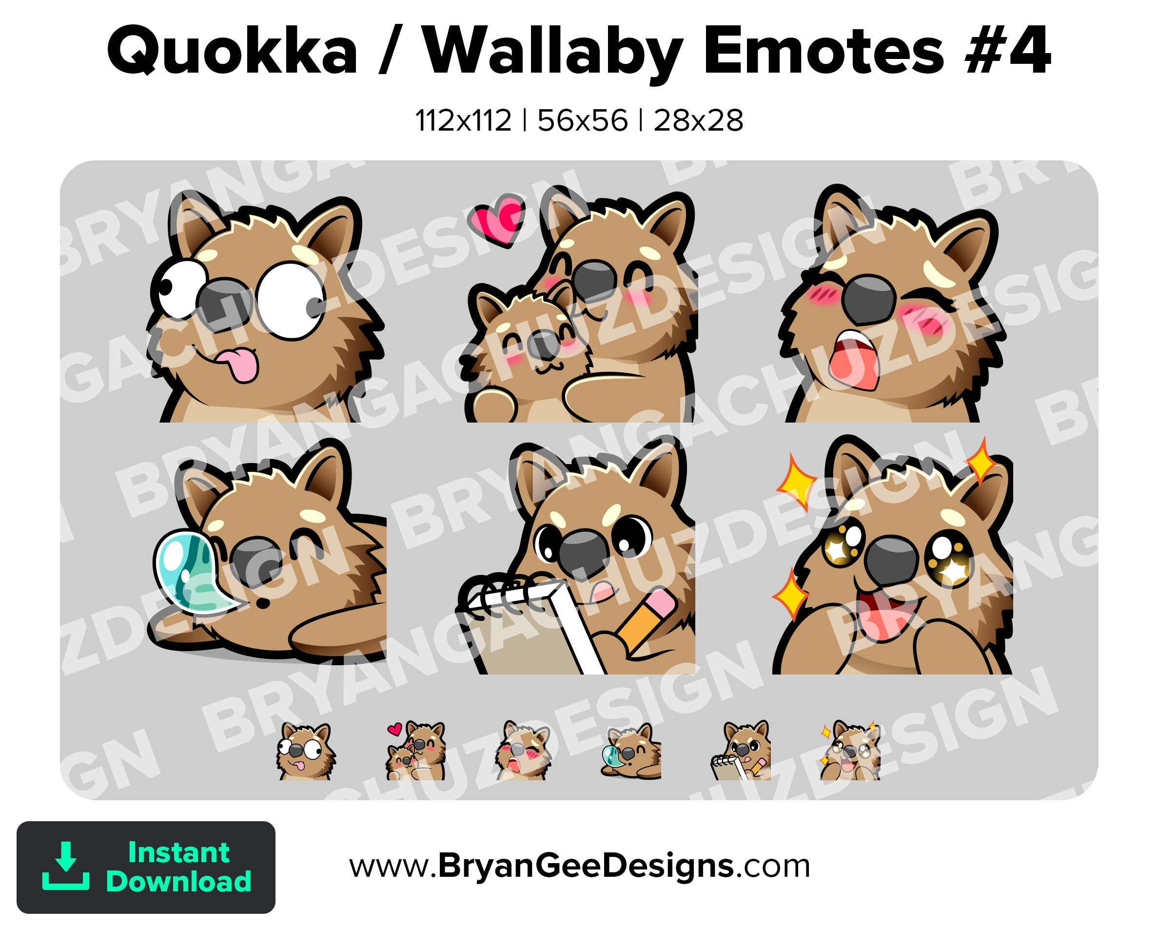 Quokka Wallaby Twitch Emotes for Streaming Derp Hug Gasm Sleep - Etsy