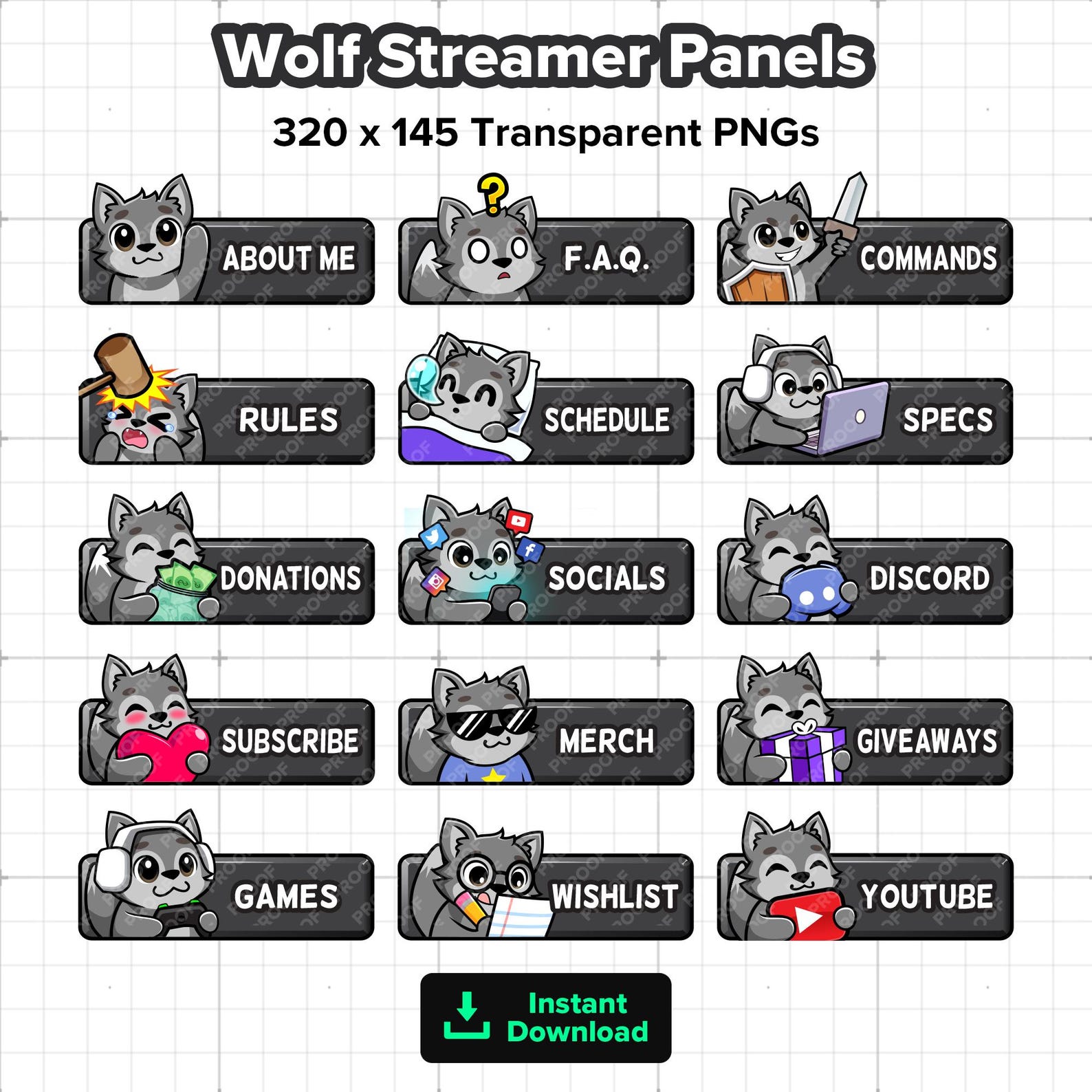 Wolf Twitch Panels for Streaming, Youtube Panels, Kick Panels, Rumble ...