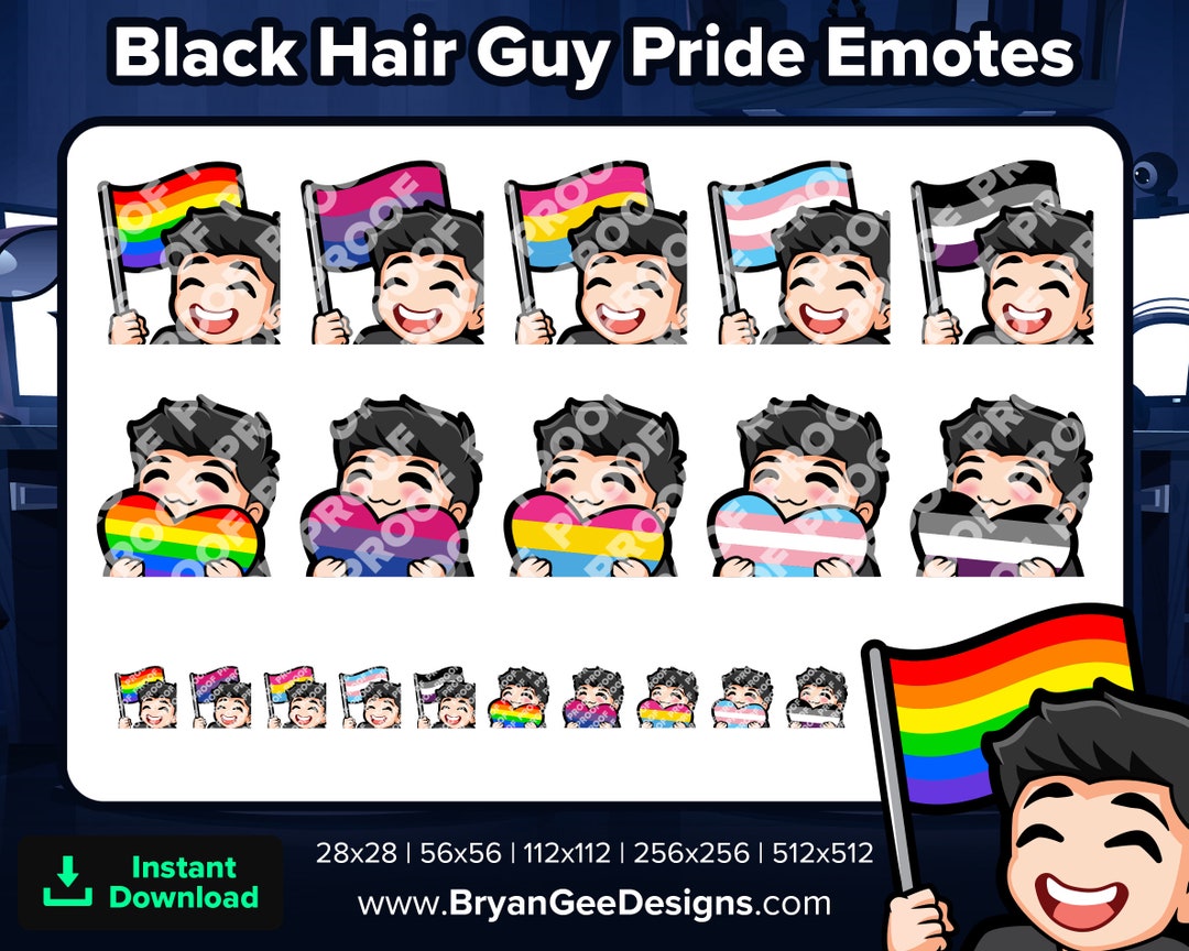 Black Hair Guy PRIDE Twitch Emotes, Youtube Emotes, Discord Emotes ...