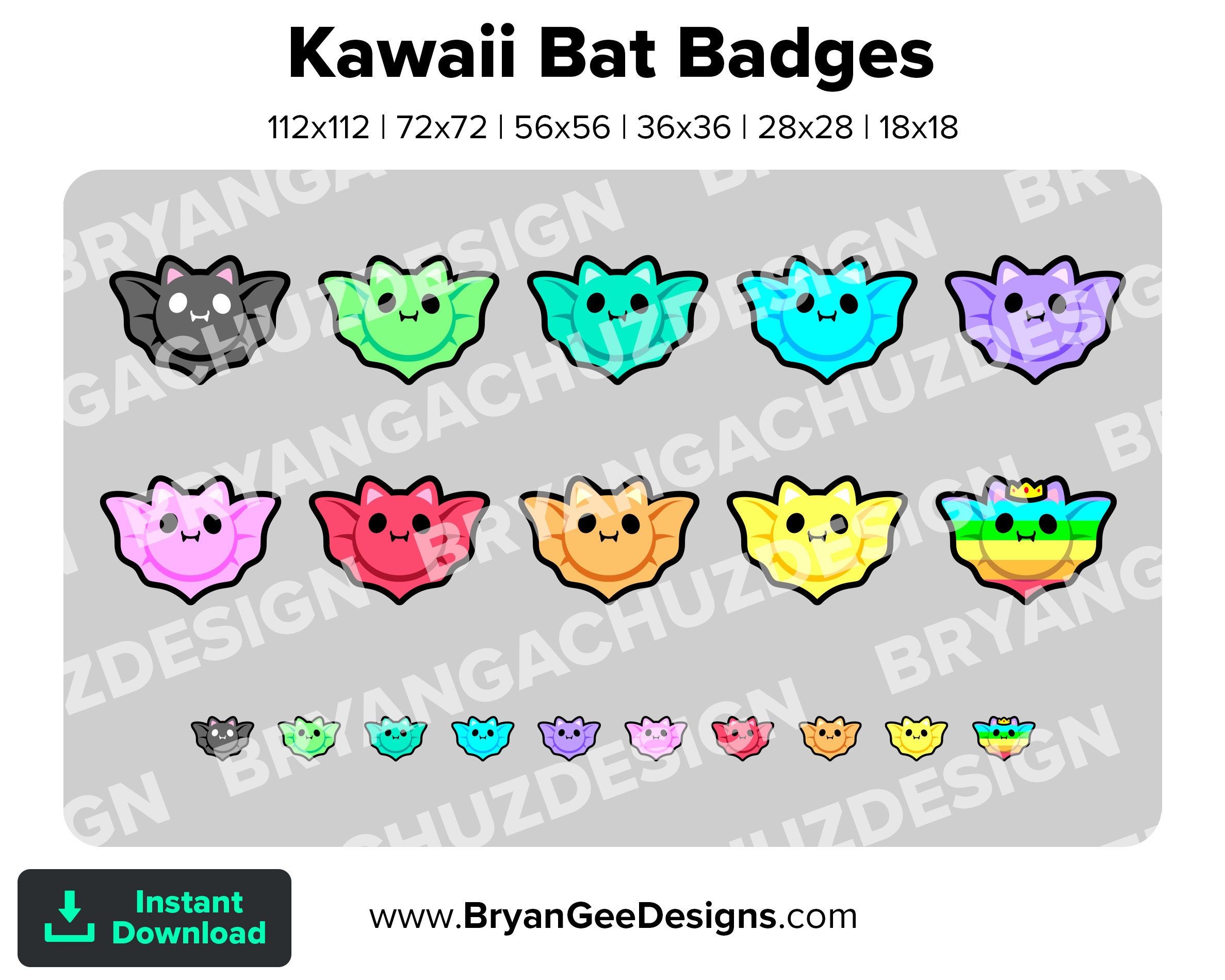 Kawaii Bat Twitch Badges Bit Badges Channel Points Discord - Etsy