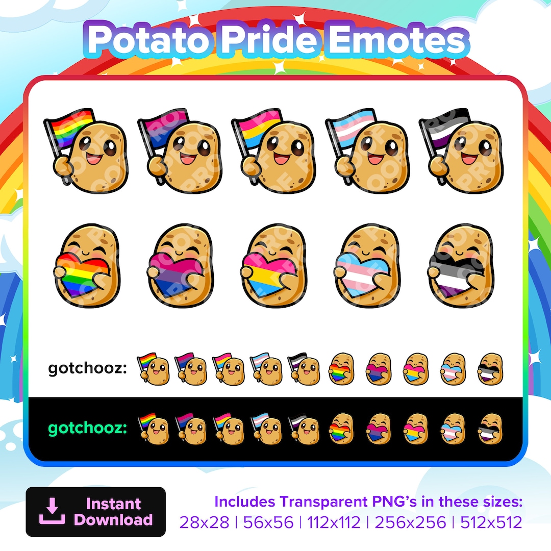 Potato Pride Twitch Emotes, Youtube Emotes, Discord Emotes, Kick Emotes ...