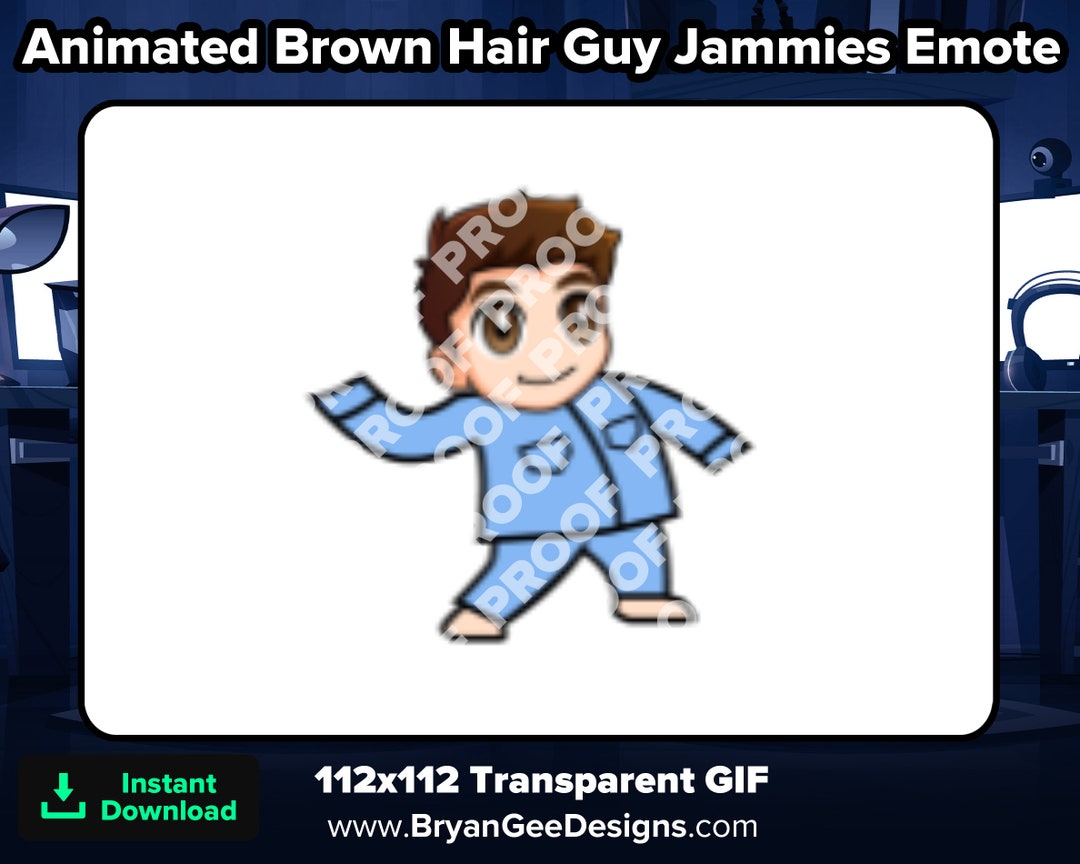 Animated Brown Hair Guy Jammies Dancing Emote for Twitch, Animated ...