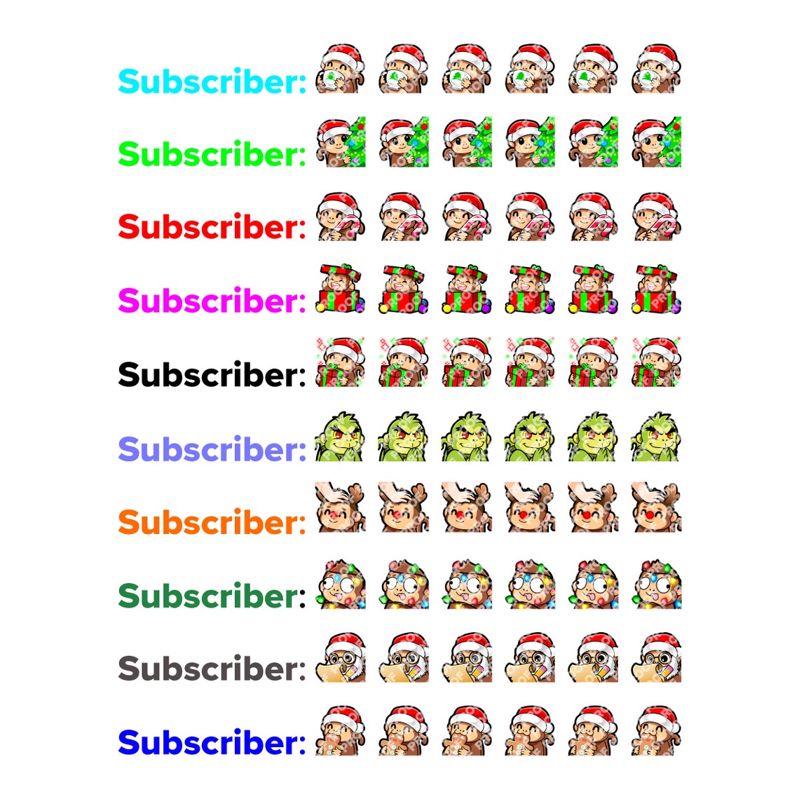 Monkey Christmas Twitch Emotes for Streaming Youtube Emotes - Etsy