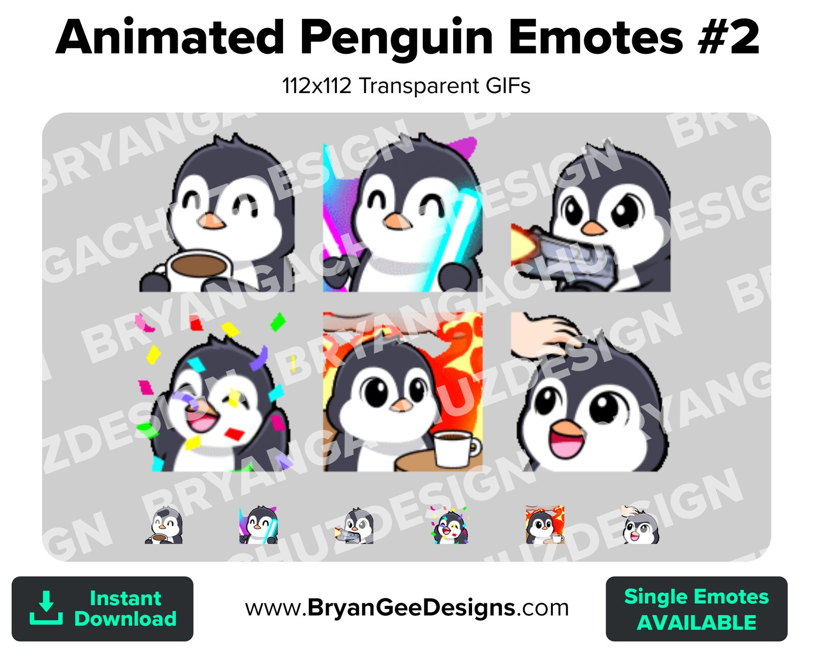 Animated Penguin Twitch Emotes Sip Rave Dance Gun Hype Party - Etsy