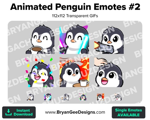 Animated Penguin Twitch Emotes Sip Rave Dance Gun Hype Party - Etsy ...