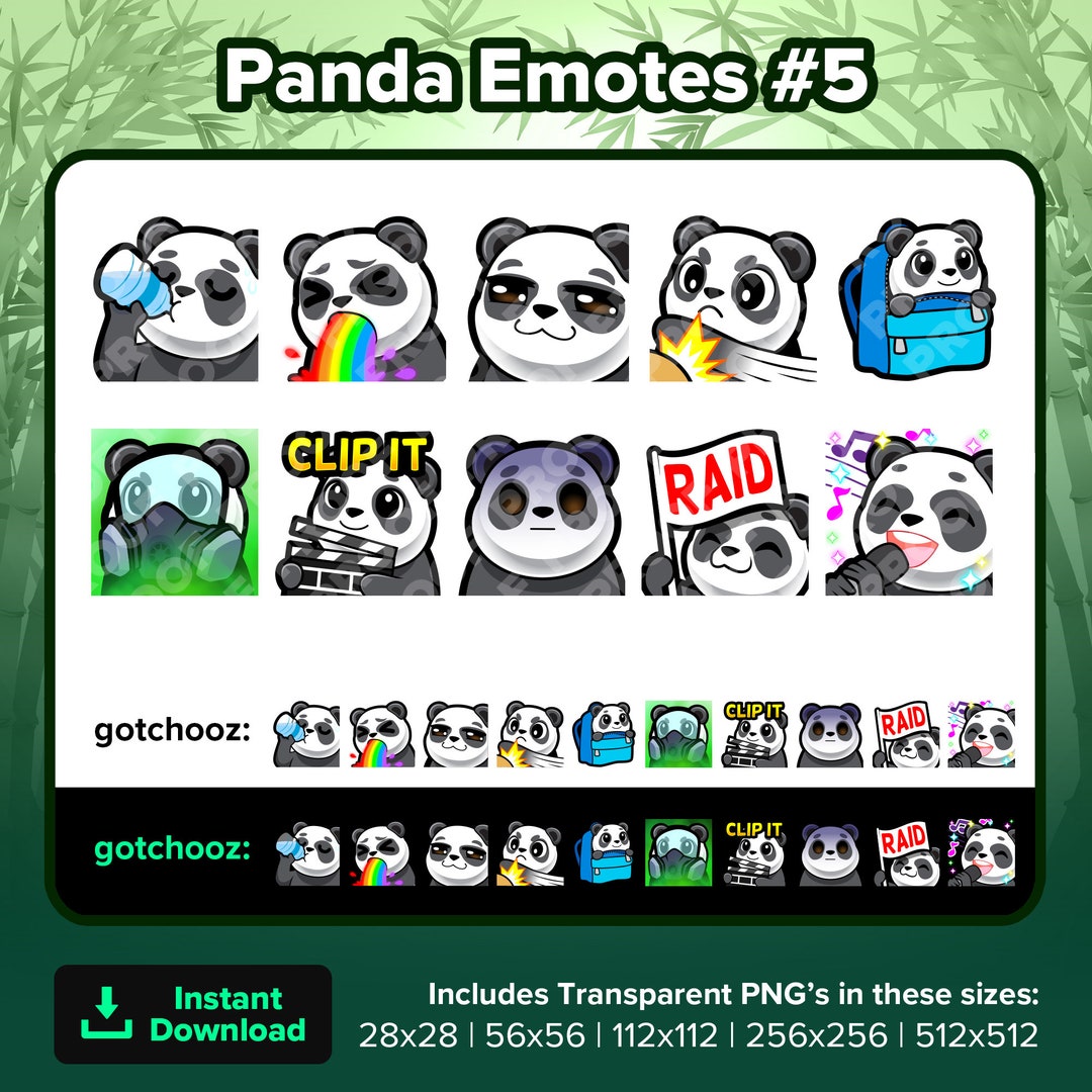 Panda Twitch Emotes Drinking Water Puke Smug Smack Carried Toxic Clip ...