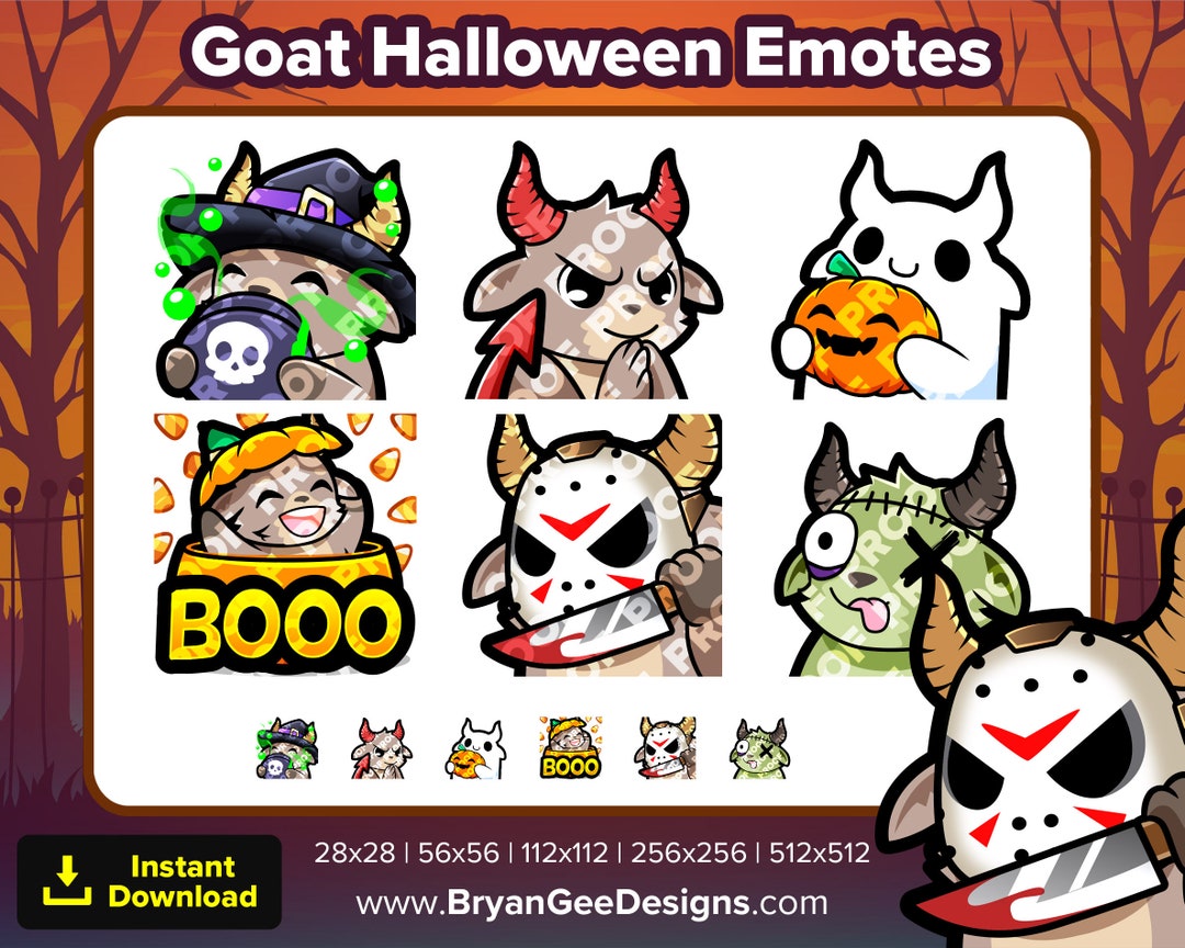 Goat Emotes Spooky Sip Devil Ghost Pumpkin Boo Jason Knife Zombie Derp ...