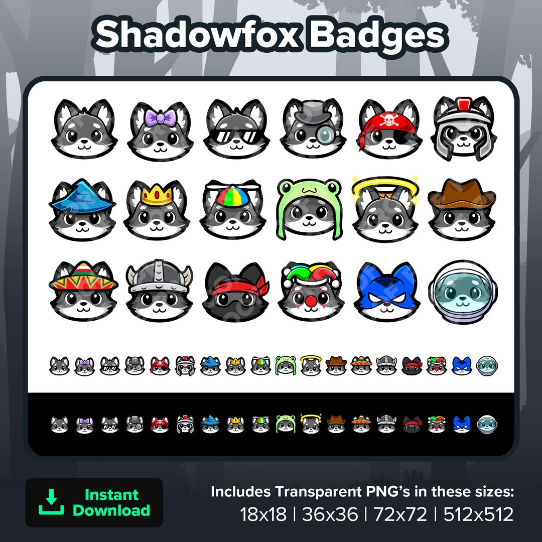 Shadowfox Black Fox Twitch Badges Bit Badges Channel Points Discord ...