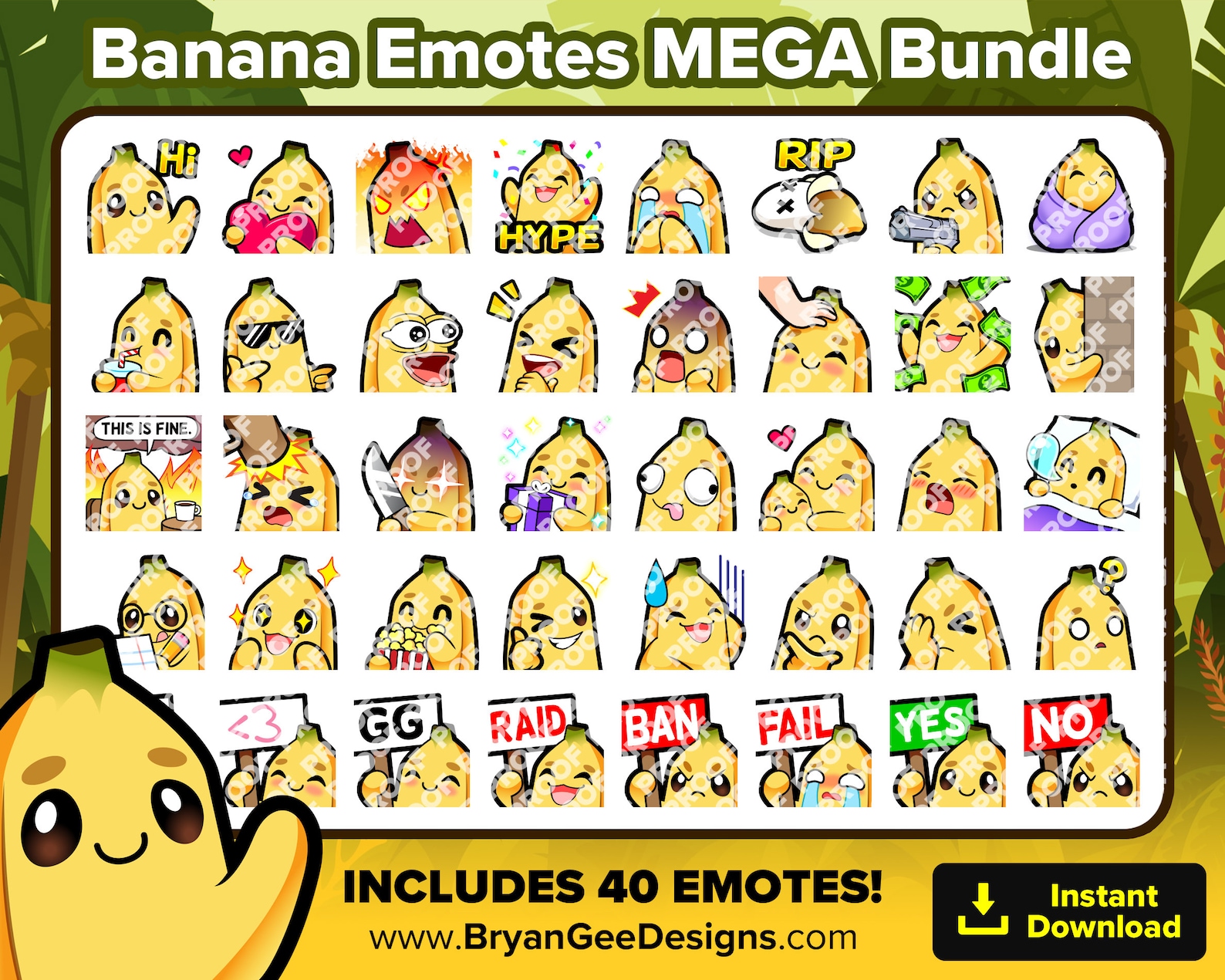 Banana Twitch Emotes MEGA Bundle for Streaming Youtube Emotes - Etsy