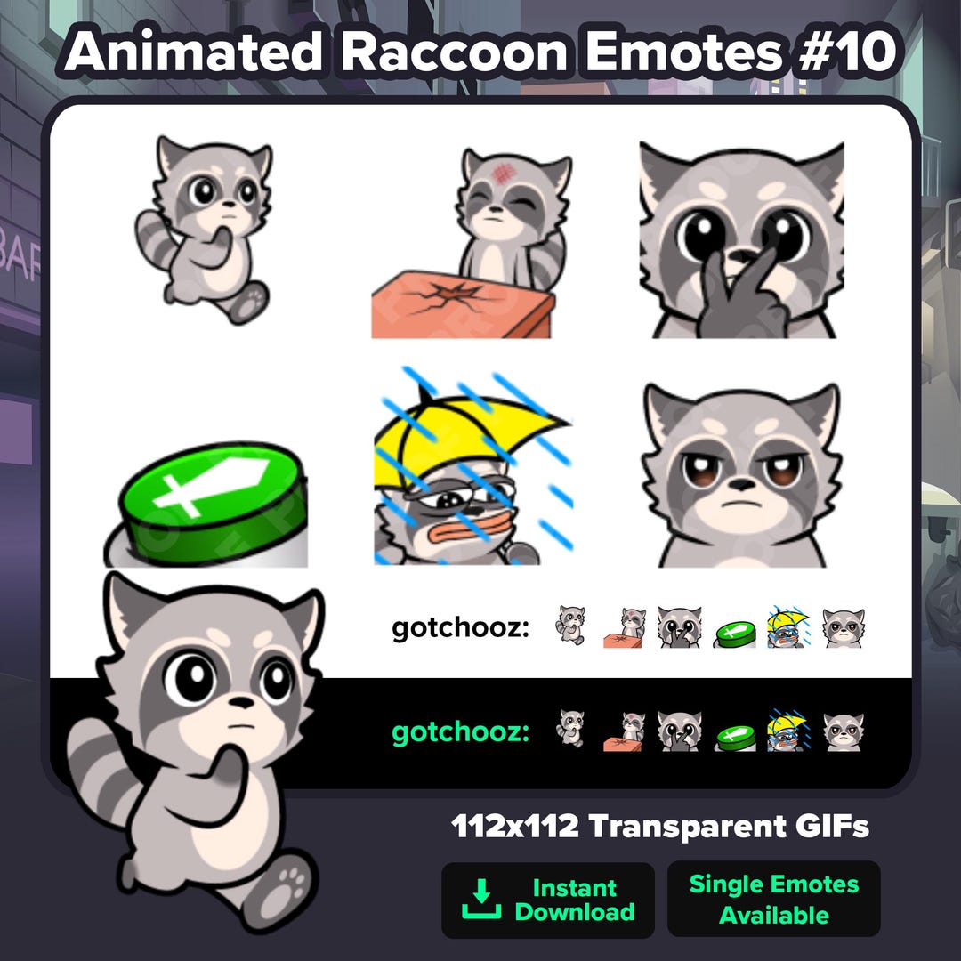 Animated Raccoon Emotes Pack #10 | Run, Head Slam, I See You, Mod ...