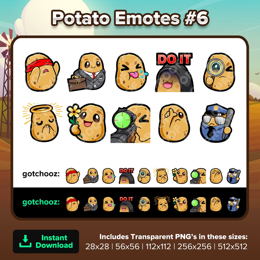 Potato Ttwitch Emotes Blind Business Tongue Do It SUS Pray Flower ...