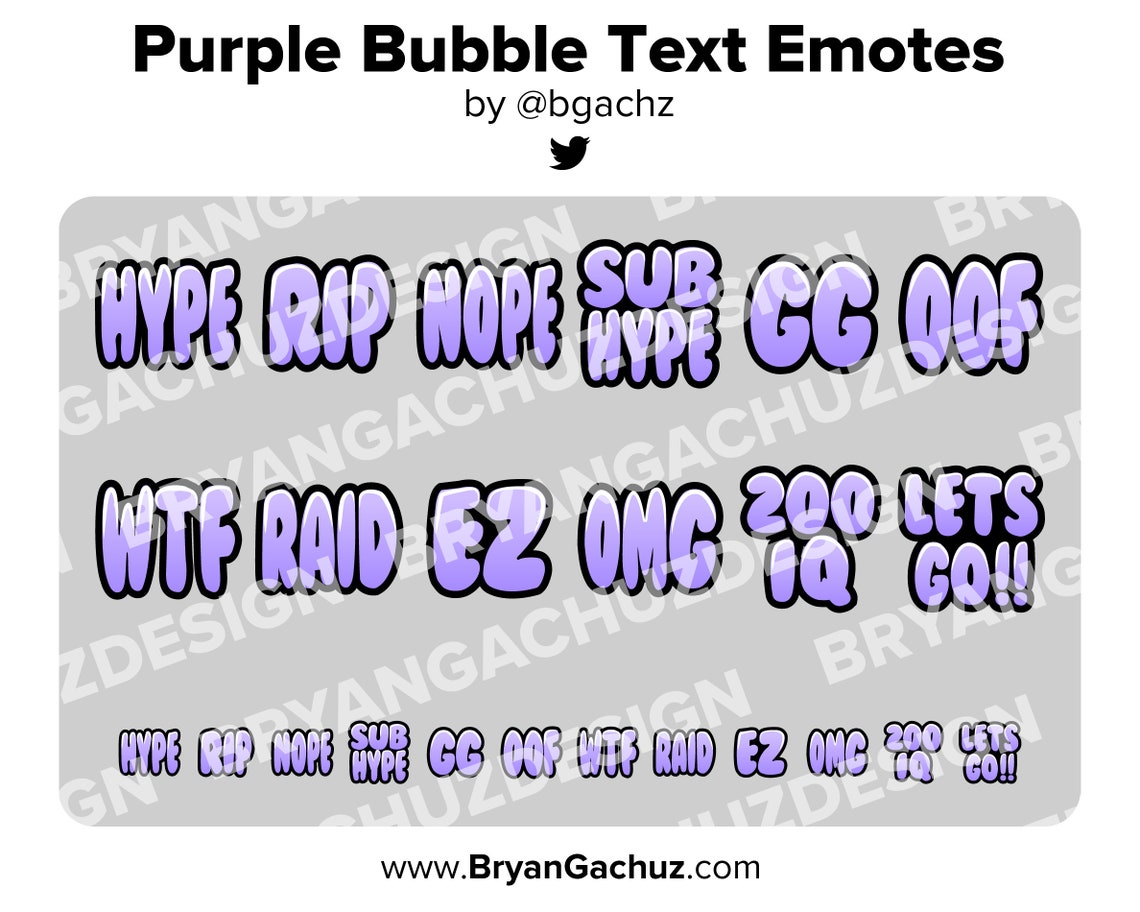 Purple Bubble Text Emotes for Twitch Discord or Youtube - Etsy