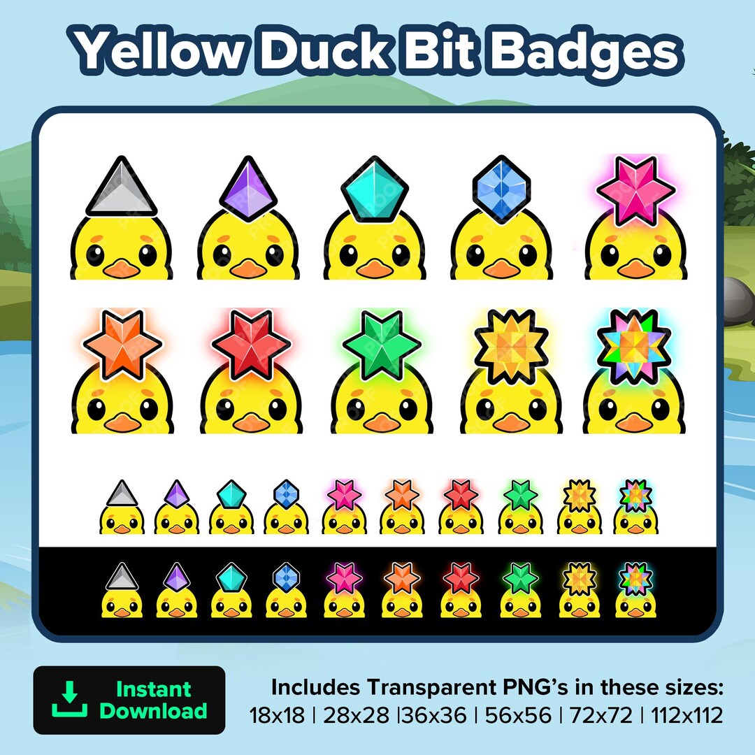 Yellow Duck Bit Badges | Twitch Bits Badges | Bits | Cute Yellow Ducks ...