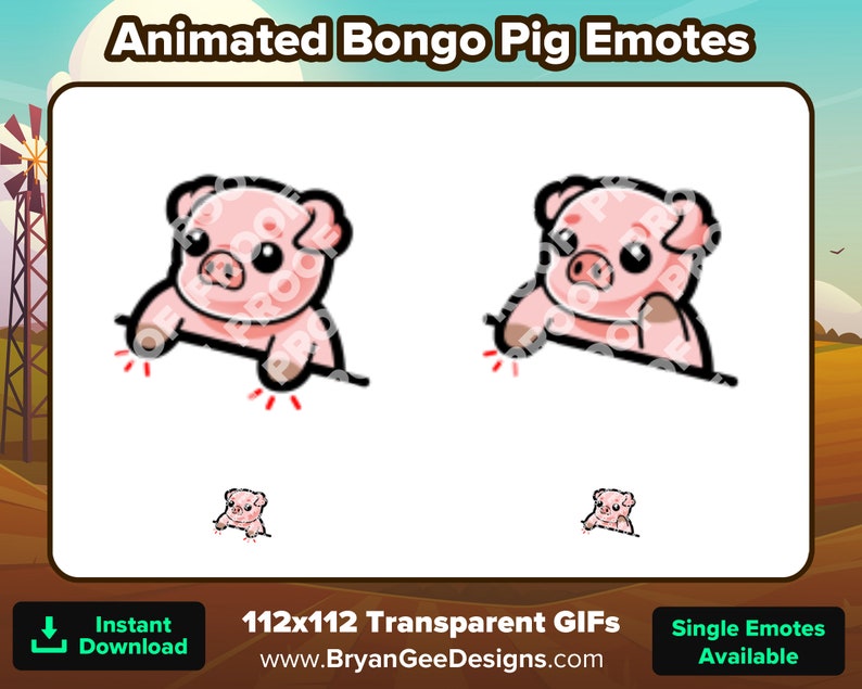 Gestos animados de Bongo Pig para Twitch o Discord - Etsy México