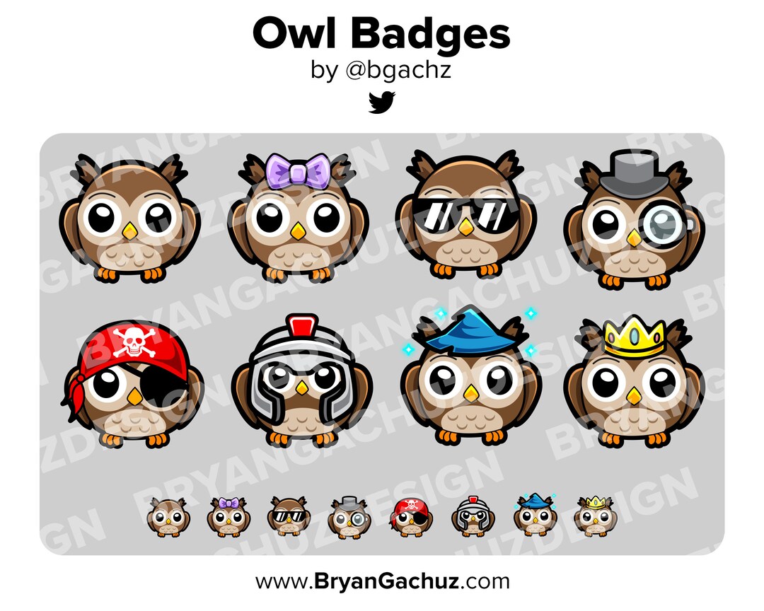 Owl Twitch Badges Bit Badges Channel Points Discord Badges Youtube ...