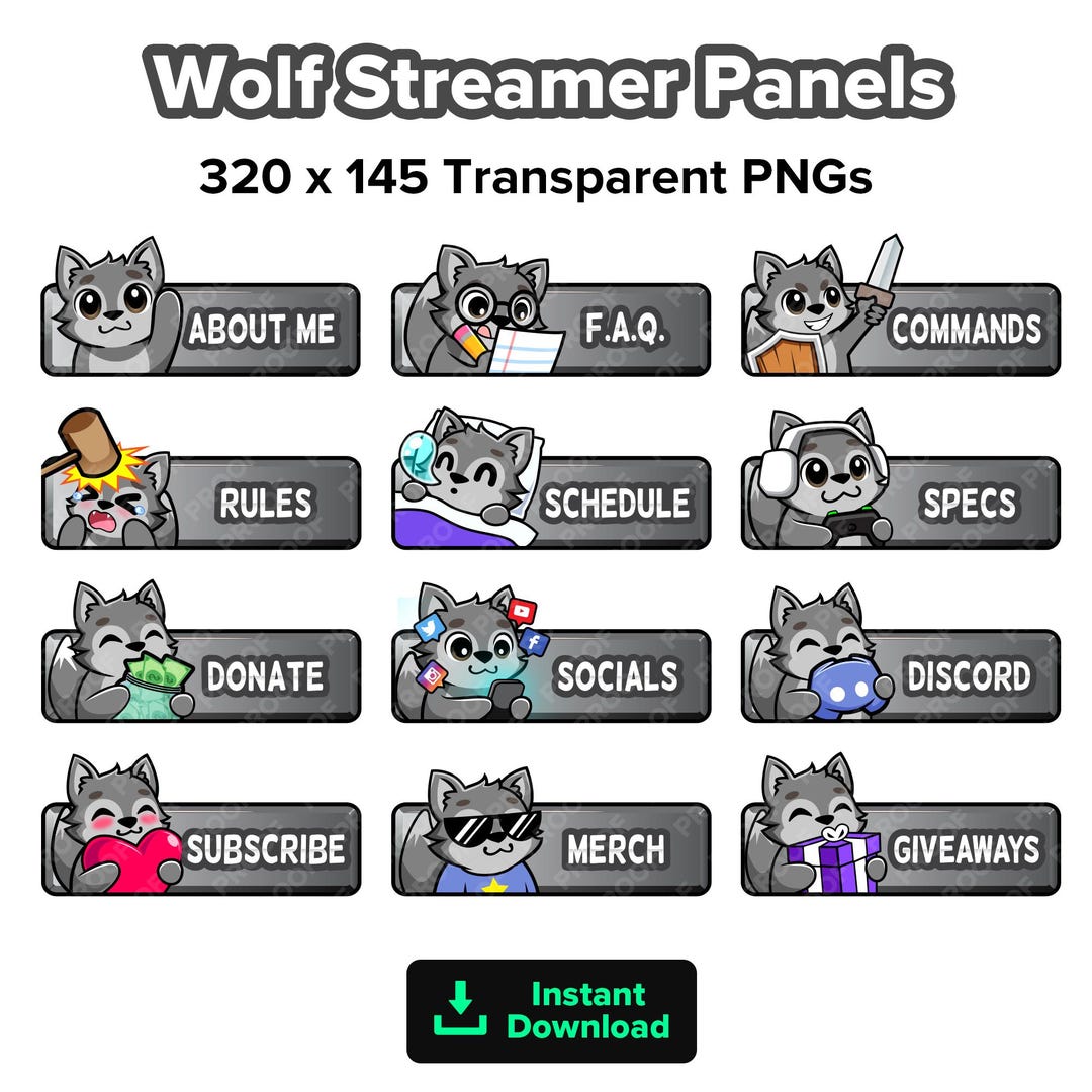 Wolf Twitch Panels for Streaming, Youtube Panels, Kick Panels, Rumble ...