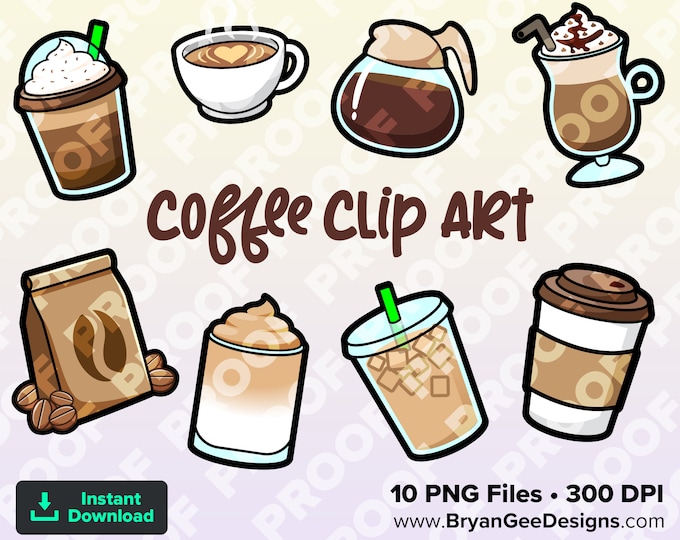 Kawaii Cute Coffee Clipart Collection Kawaii Coffee Cup PNG Bundle ...